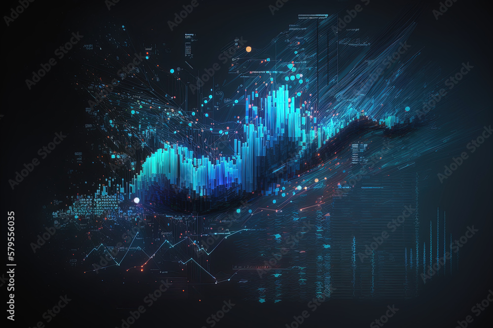 Trading business chart on dark blue neon background. AI Stock ...