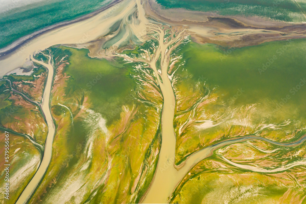 Aerial photography of Poyang Lake wetland landform in Jiangxi, China ...