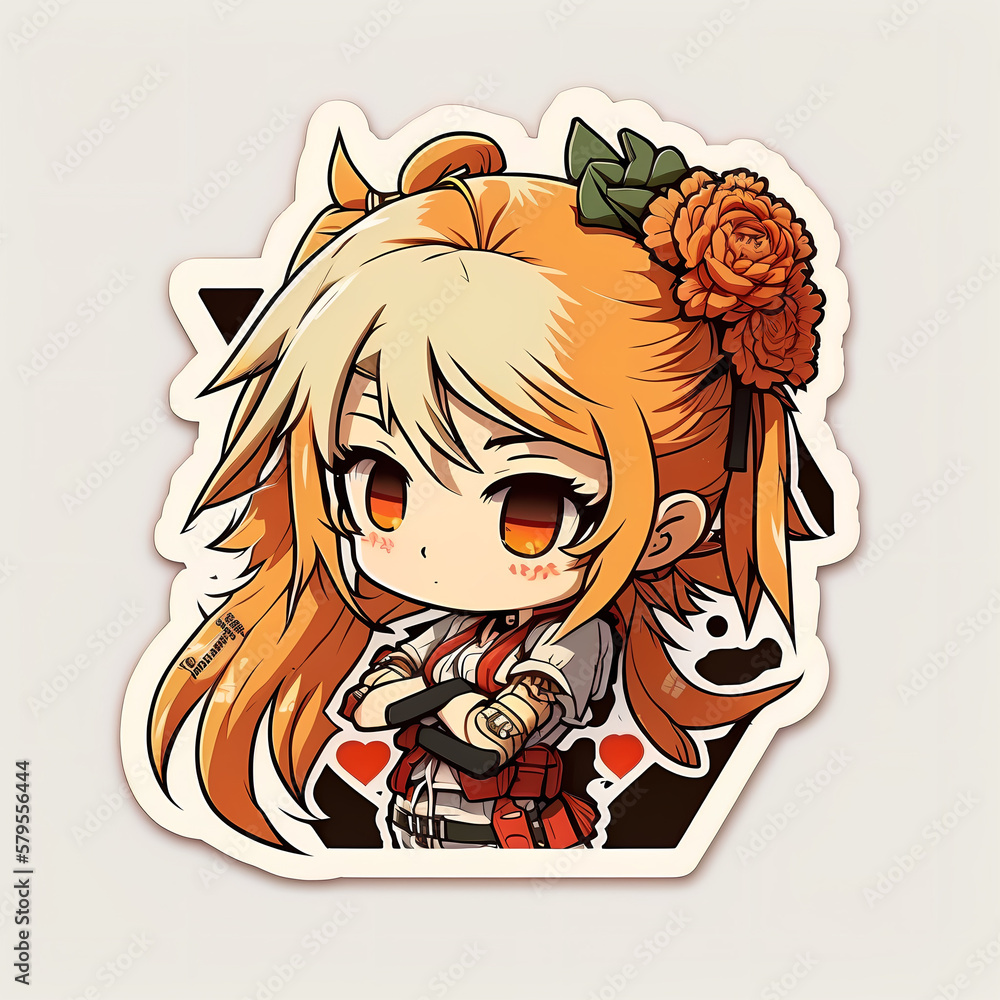 anime kawaii chibi sticker cartoon created with Generative AI ...