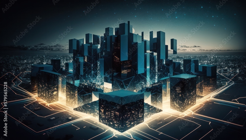 Artistic digital technology futuristic world of data in the cyberspace ...