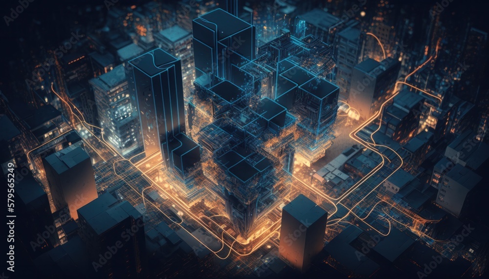 Artistic digital technology futuristic world of data in the cyberspace ...