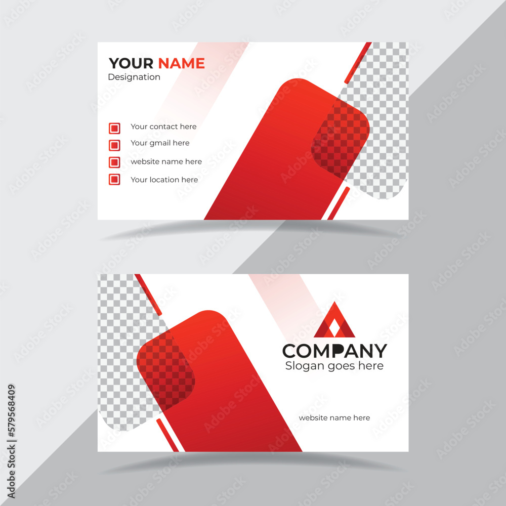 Simple creative business card with gradient red color, business card ...