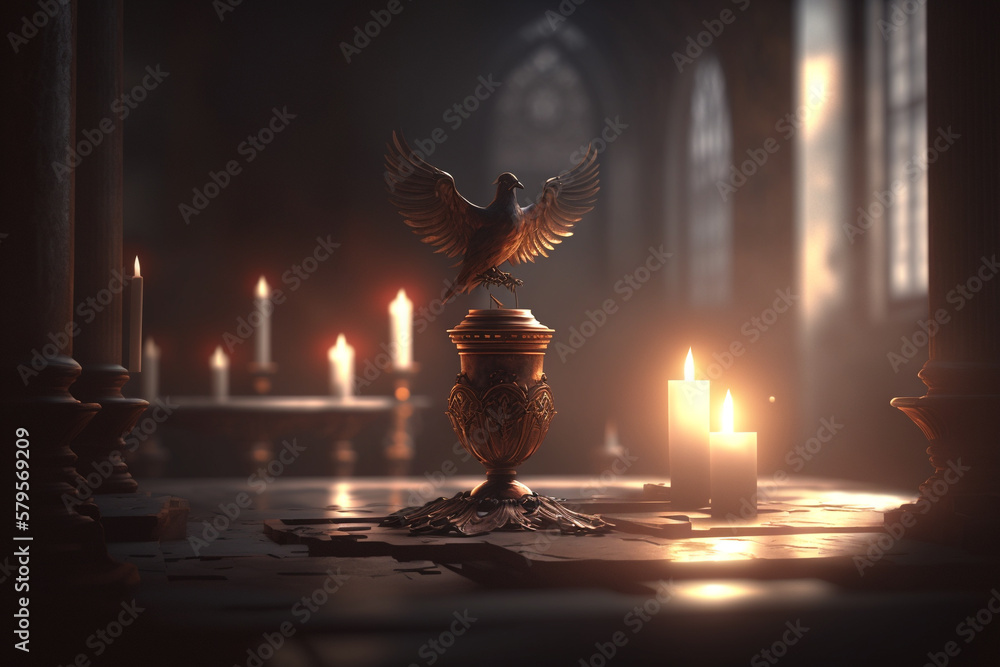 Holy Spirit symbol - a white dove, with halo of light rays flaming rays ...