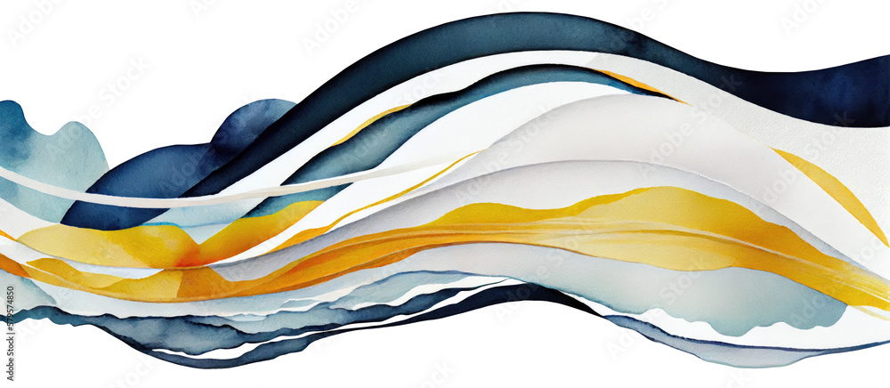 Blue and yellow abstract ocean wave texture. Transparent PNG, isolated ...