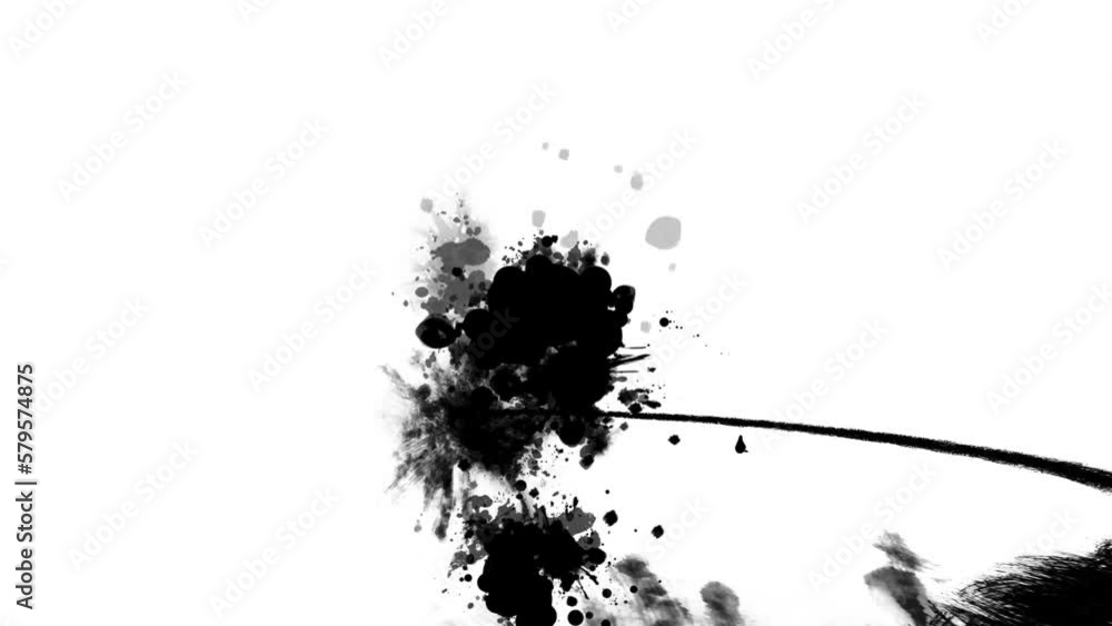 Dynamic ink transition animation, black and white background with copy ...