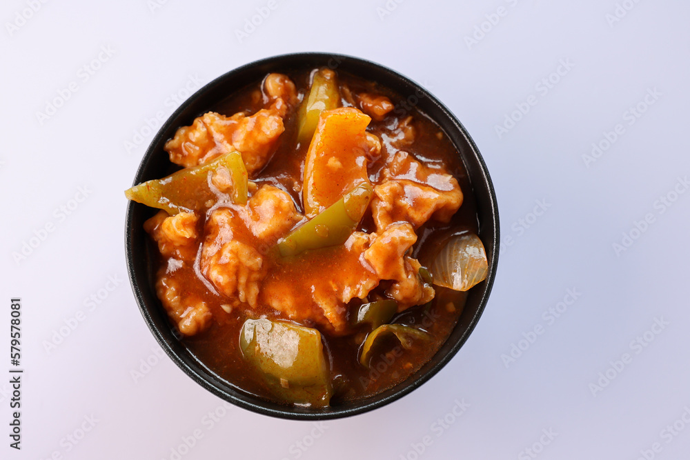 Hot and spicy chili chicken curry cuisine of India. Side dish for roti ...