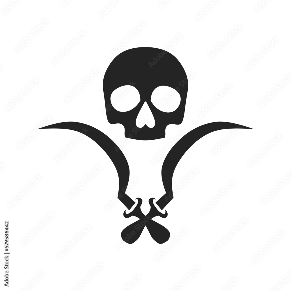 set of skull with crossed scythe flat icon isolated on white background ...