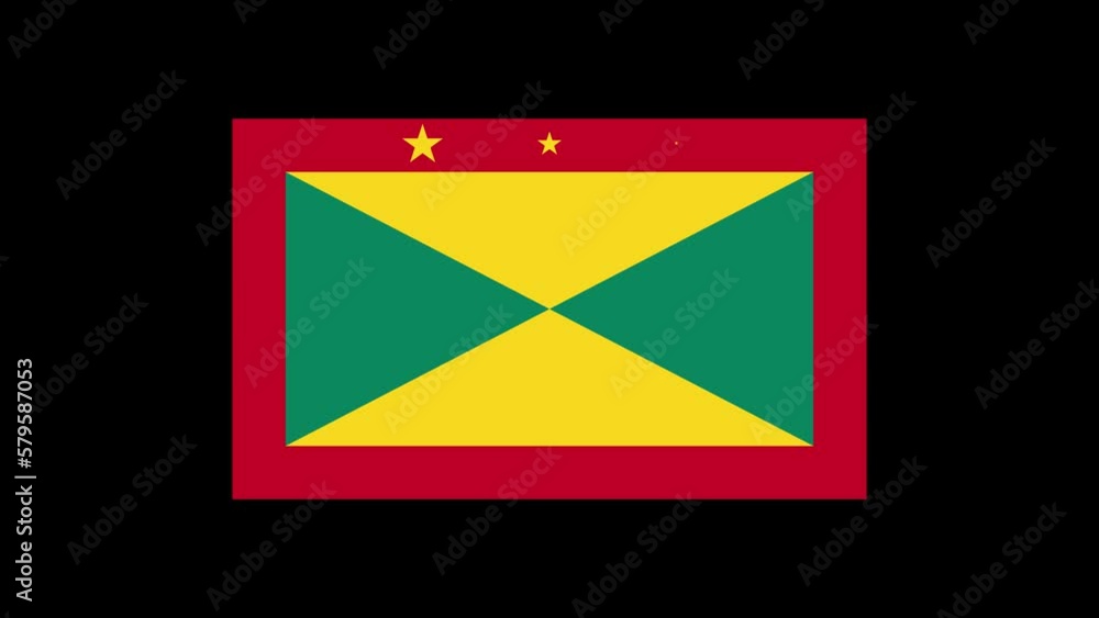 Grenada flag animation green screen chroma key background 4K motion ...