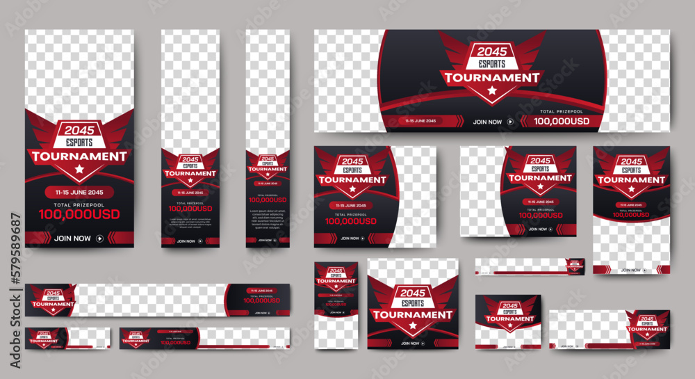 Esports Tournament Banner templates with standard size and place for ...