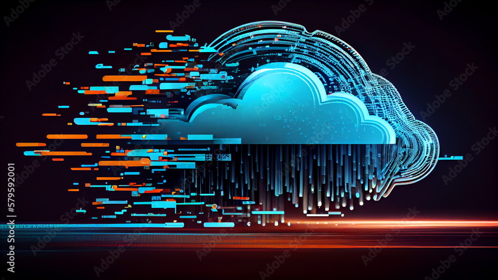 Cloud computing technology concept with blue cyber security concept ...