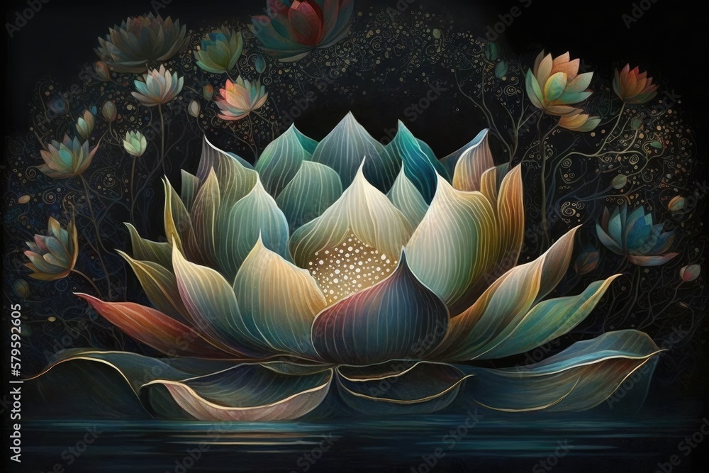 Colorful Spectral Lotus for Buddha Purnima Vesak. Generative Ai Stock ...