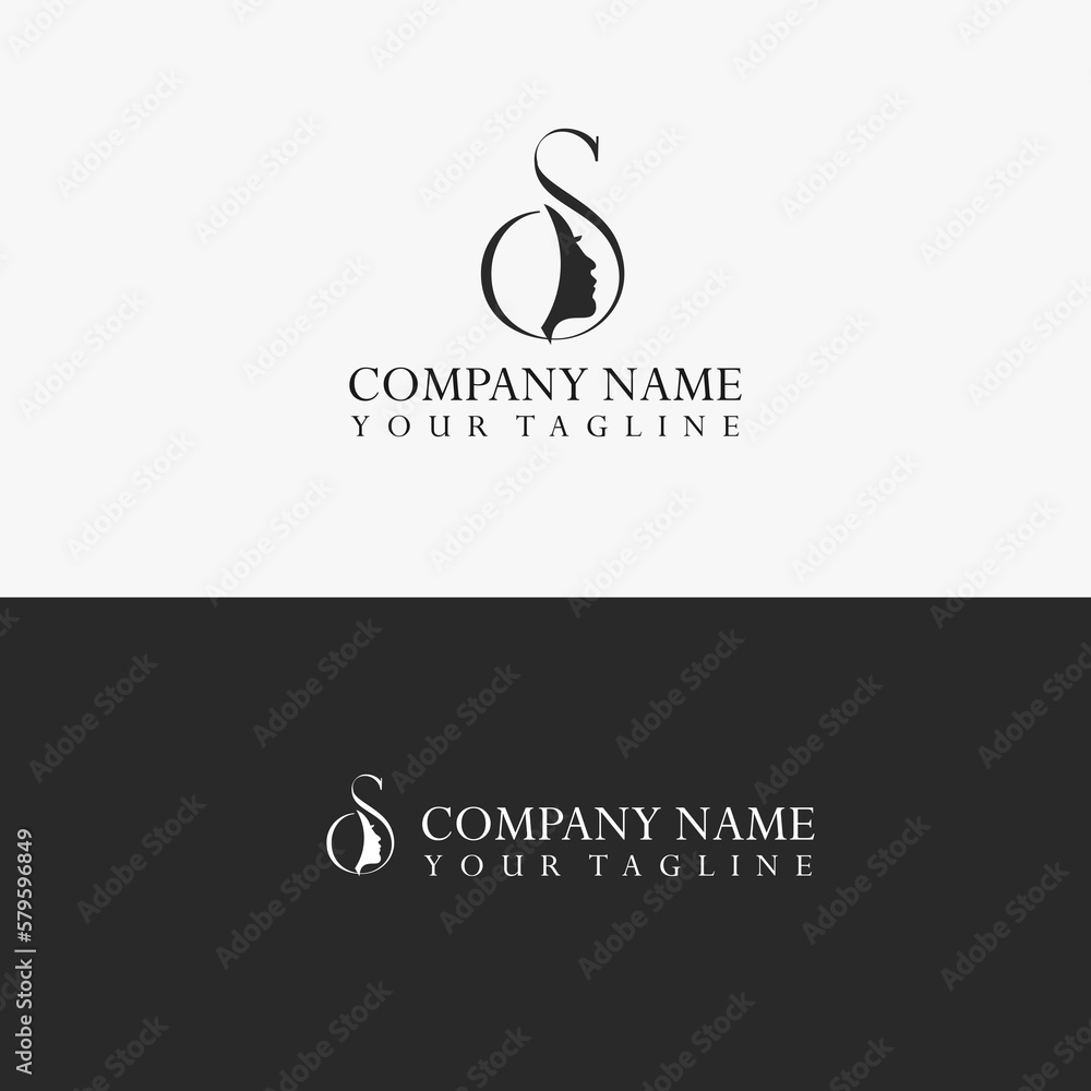 Letter S cursive with women face vector icon. Spa vector logo design ...