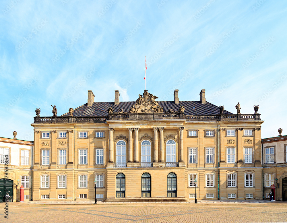Copenhagen, Denmark. The Royal Palace Amalienborg is an architectural ...