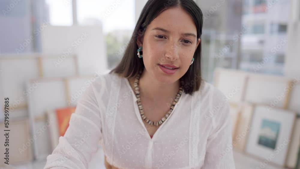 Woman thinking, idea and art studio with a female artist brainstorming ...