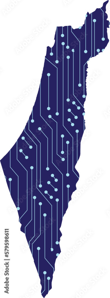 Map of Israel, network line,dot and structure on dark background with ...