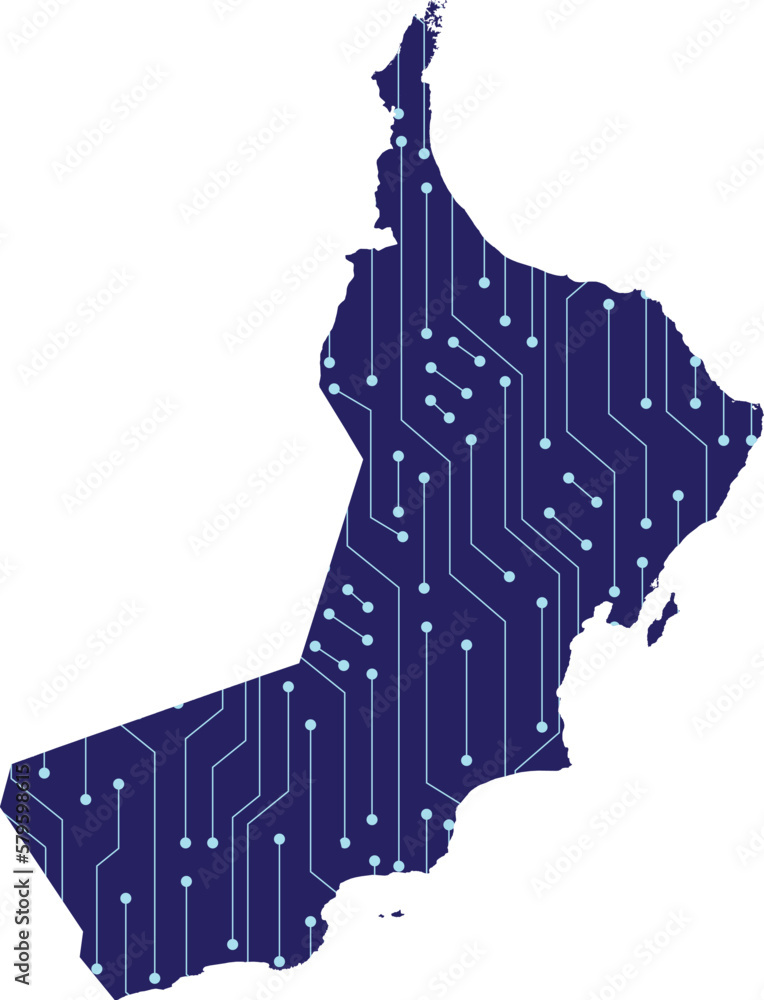 Map of Oman, network line,dot and structure on dark background with Map ...