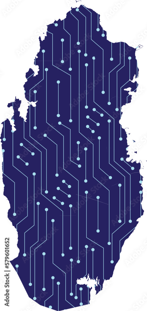 Map of Qatar, network line,dot and structure on dark background with ...
