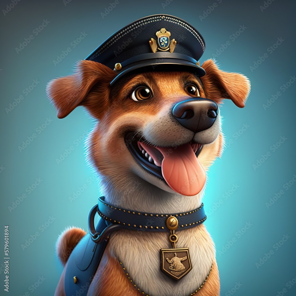 cartoon_dog_in_police_uniform_happy Stock Illustration | Adobe Stock