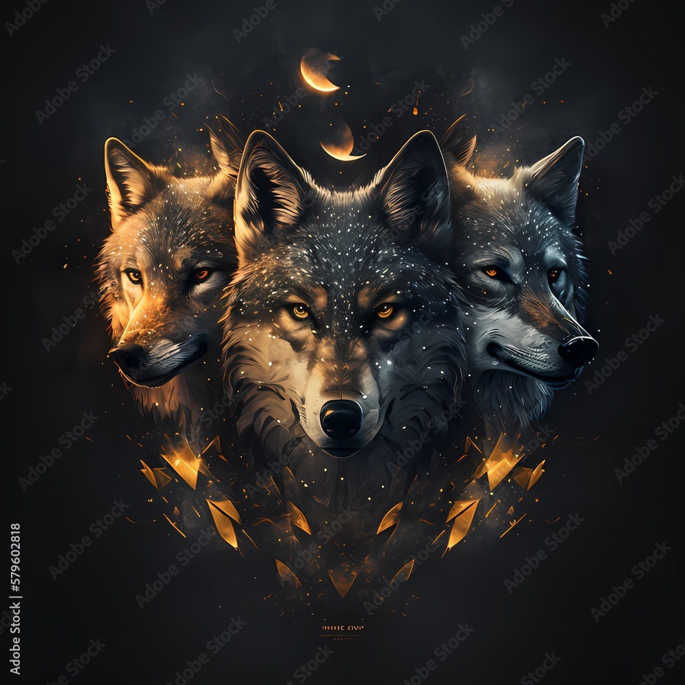 wolf pack in the night (generative ai) Stock Illustration | Adobe Stock