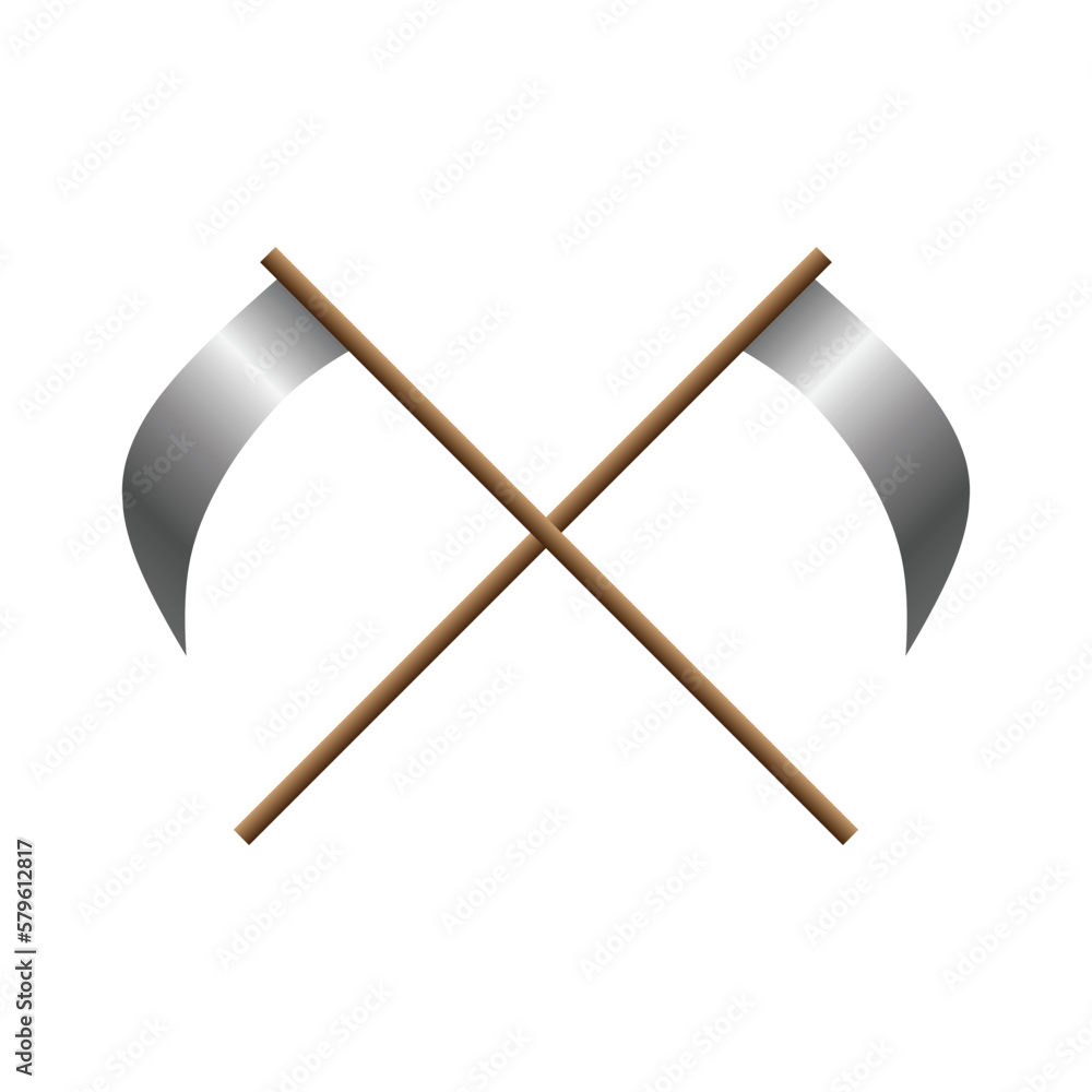 set of crossed scythe vector, isolated on white background. weapon ...
