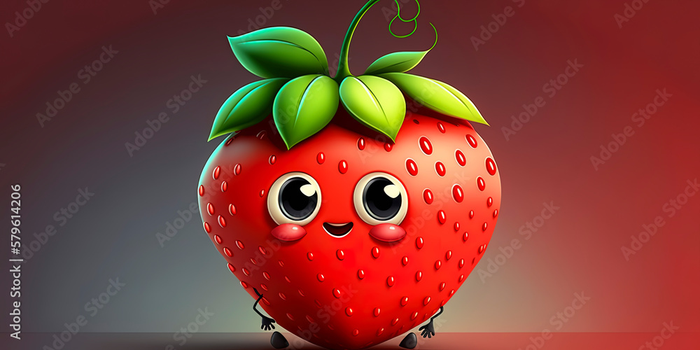 Adorable StrawBerry Animated Character Stock Illustration | Adobe Stock