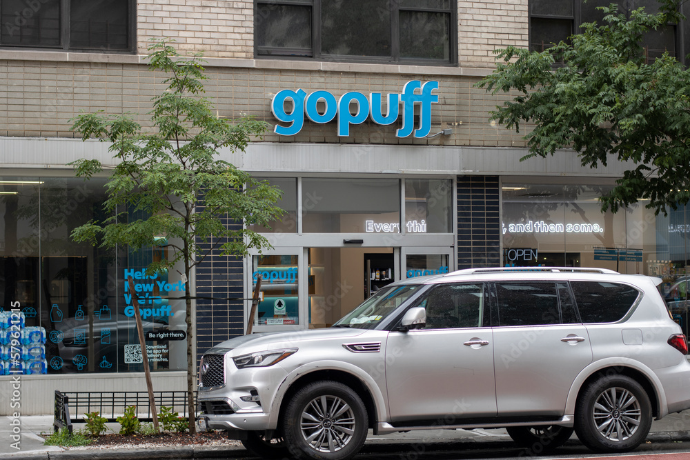 New York, NY, USA - July 8, 2022: Gopuff convenience store and ...