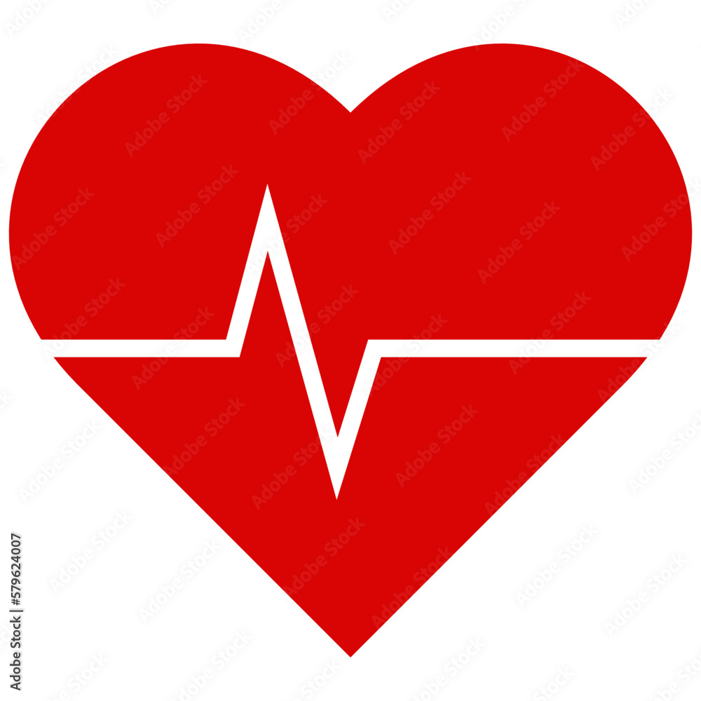 Red heart with beat monitor, heart pulse concept, flat style vector art ...