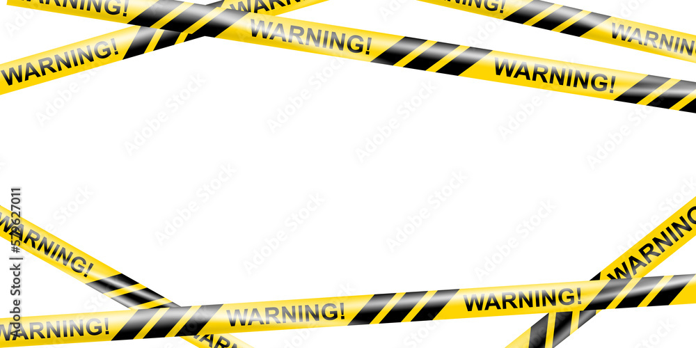 Realistic Warning danger tape. Crossing Warning ribbon of caution signs ...
