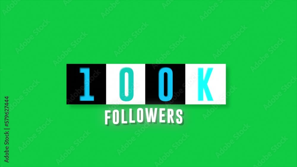 100k Followers sign 3D blue and red Cube Rotating Text Animation ...