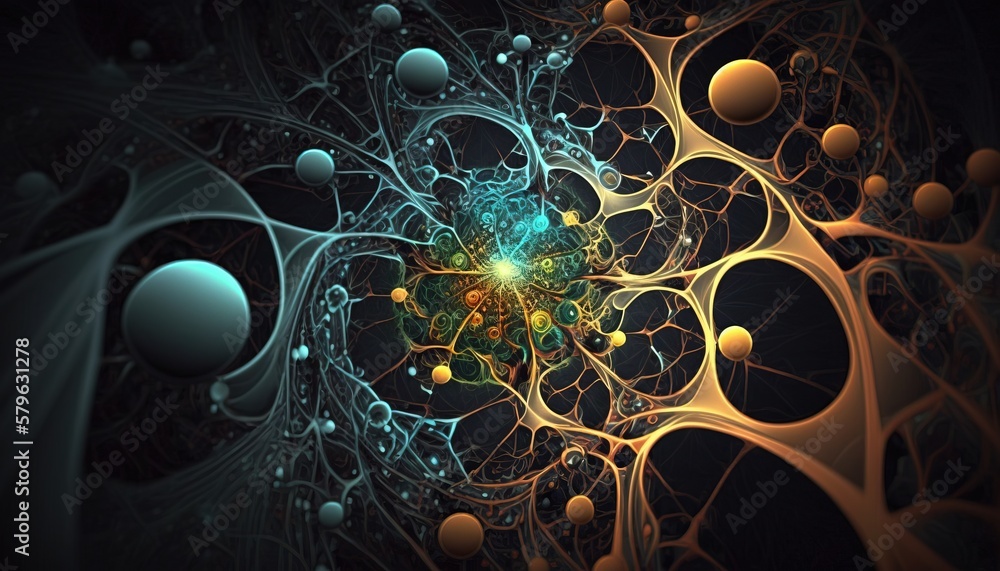 Generative AI, Conceptual illustration of neuron cells with glowing ...