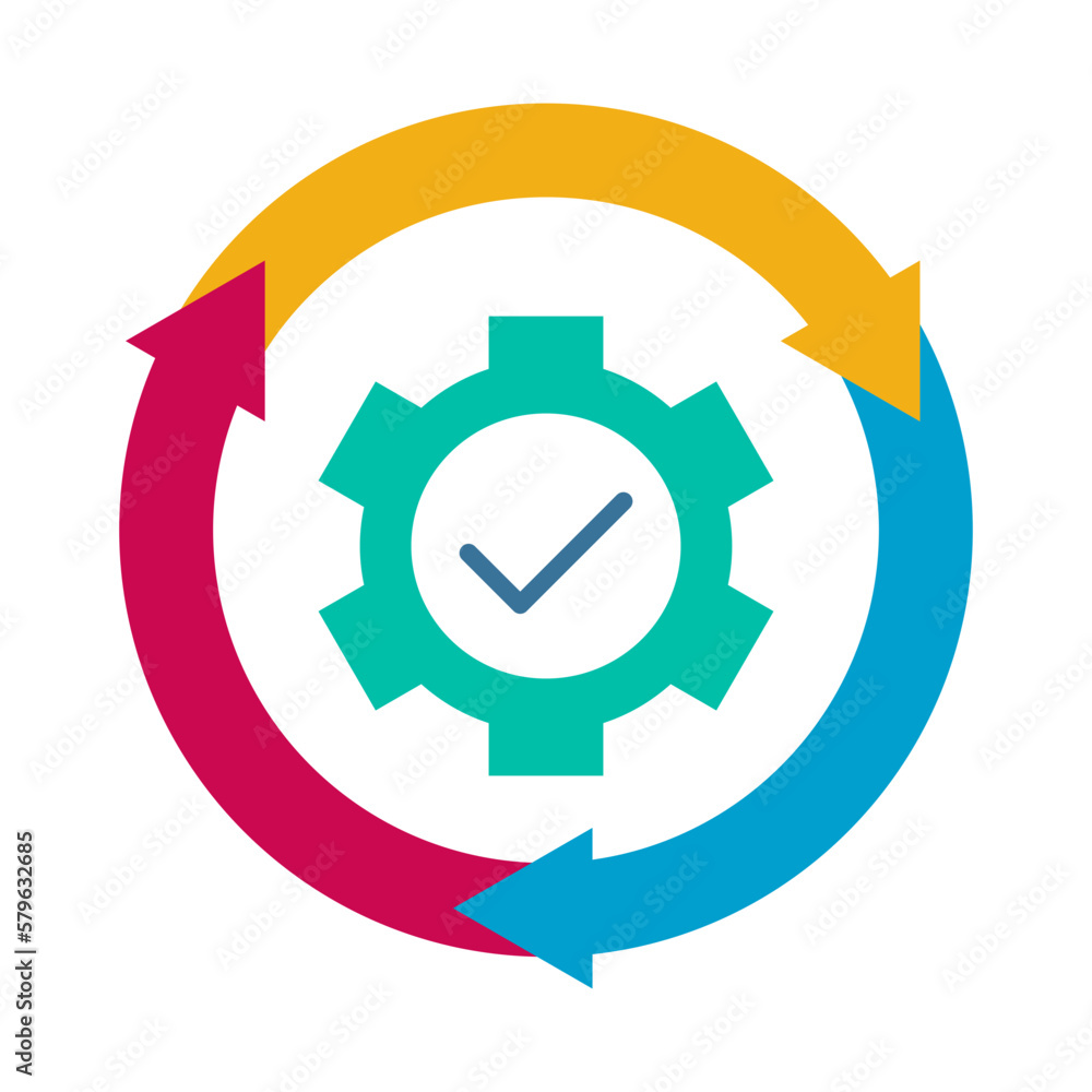 Business icon logo with process icon. The process icon is depicted with ...