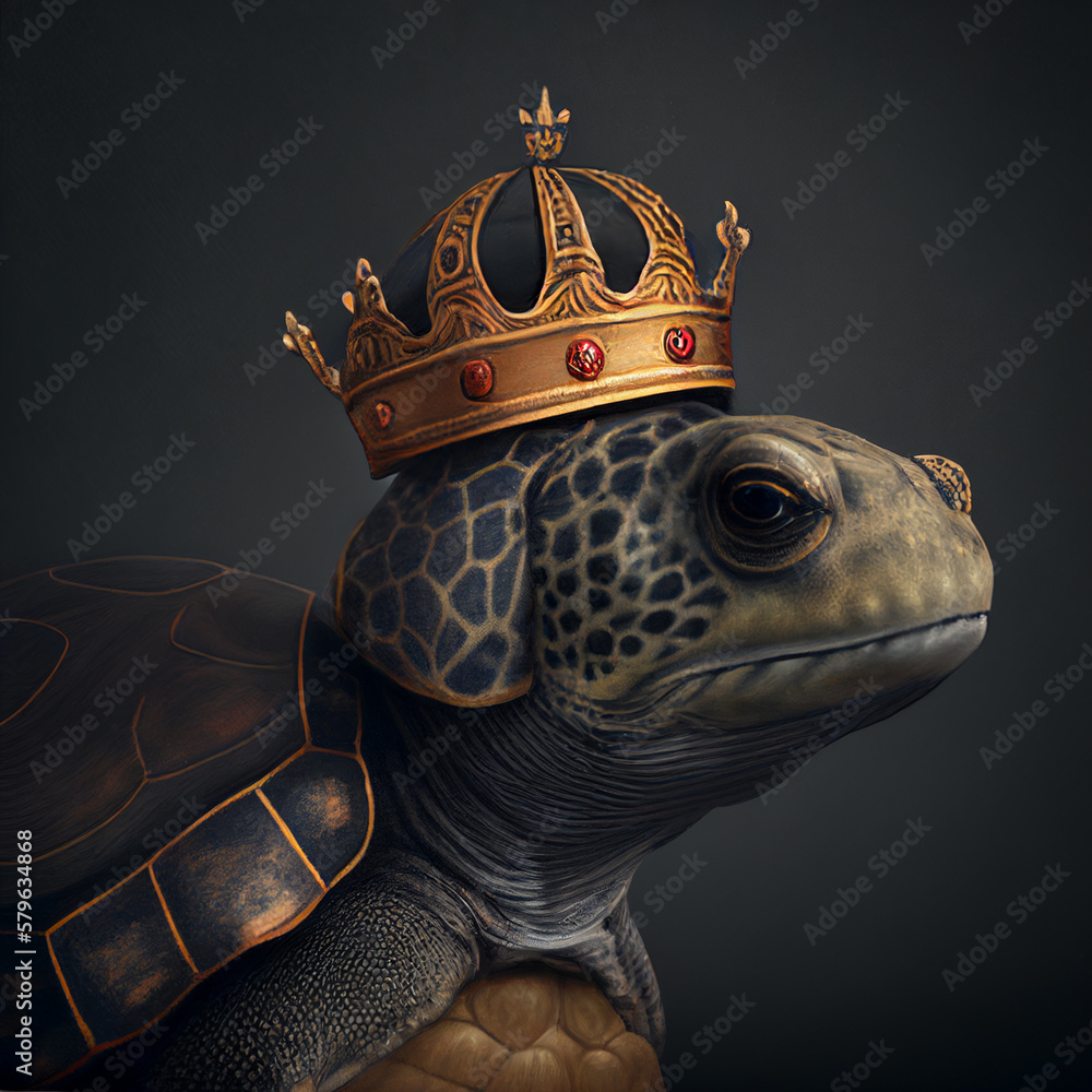 TURTLE WITH CROWN, King / Queen, modern Art, stunning Animal Design ...