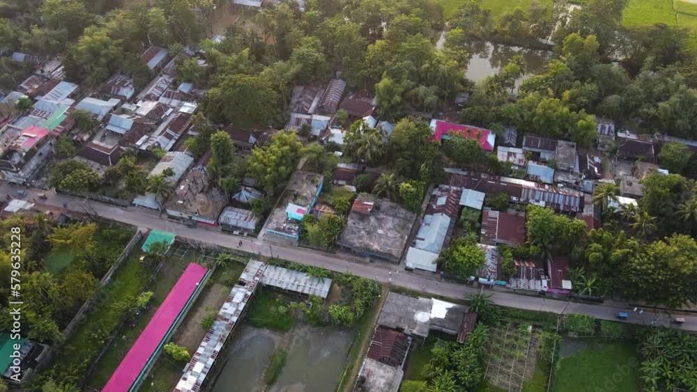 Footage of a slum town in Bangladesh, captured from an aerial ...