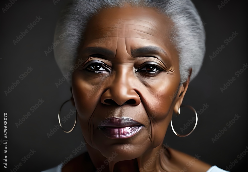 Portrait serious elderly African American woman. Portrait of a ...