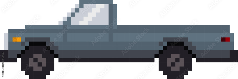 Retro pick up car in pixel art style. Vector illustration. Stock ...