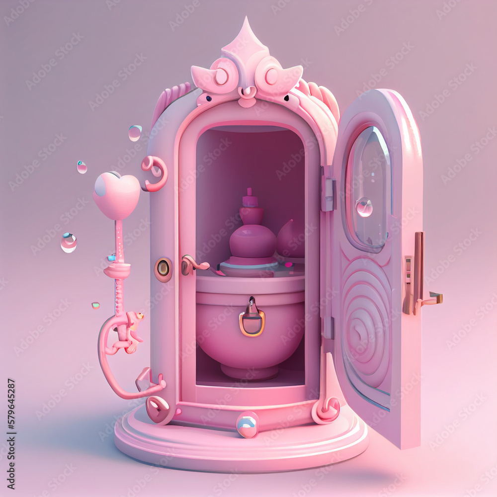 Magic Door 3D Style , Pastel color by Generative AI Stock Illustration ...