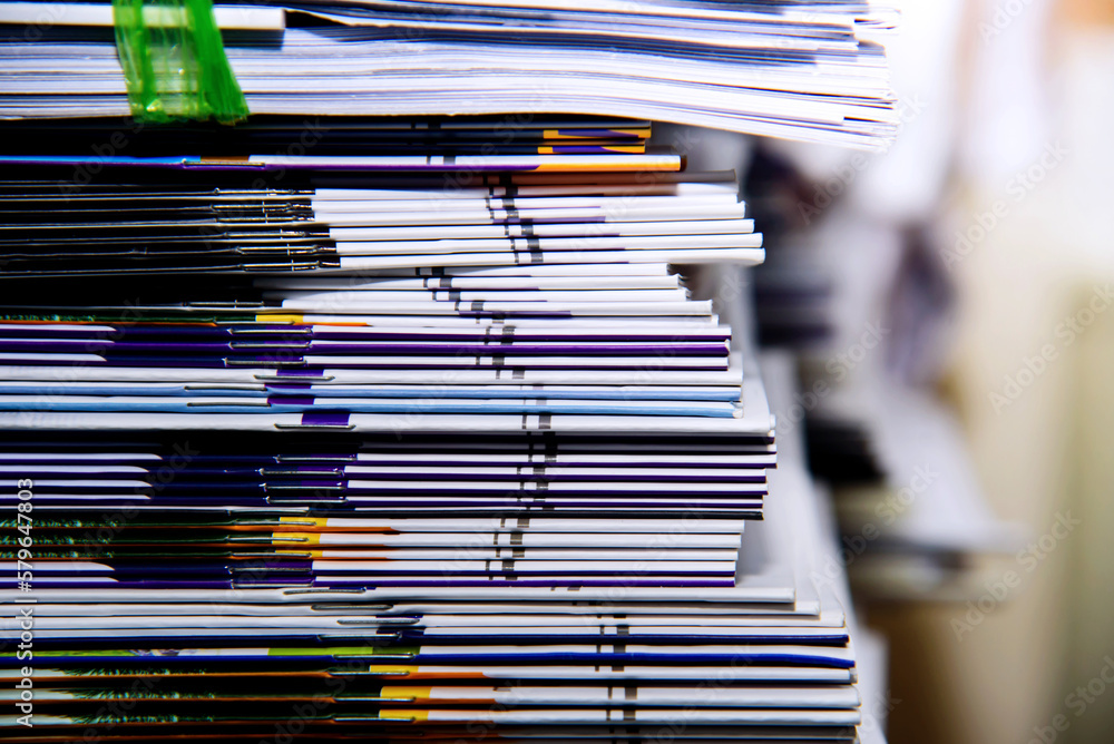 stack of magazines in library Stock Photo | Adobe Stock
