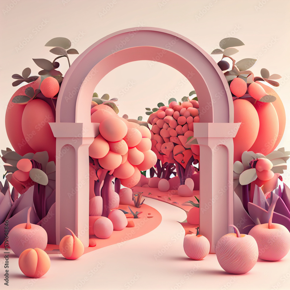 Fruit garden 3d render style . by generative ai Stock Illustration ...