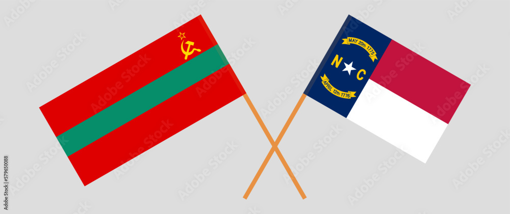 Crossed flags of Transnistria and The State of North Carolina. Official ...