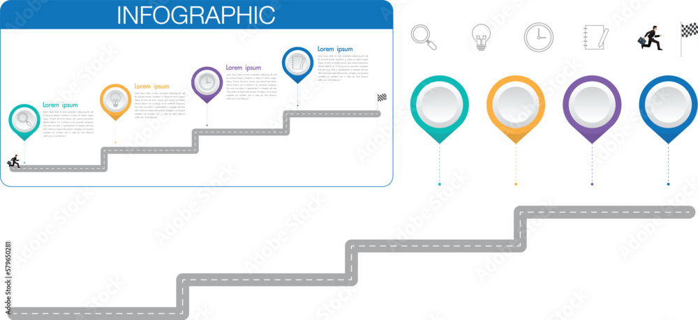 Vector Timeline Route Template Modern Style Infographic Stock Vector ...