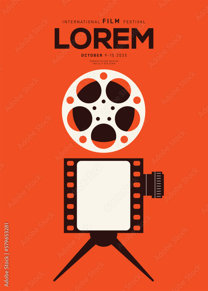 Movie and film poster design template background with film reel Stock ...