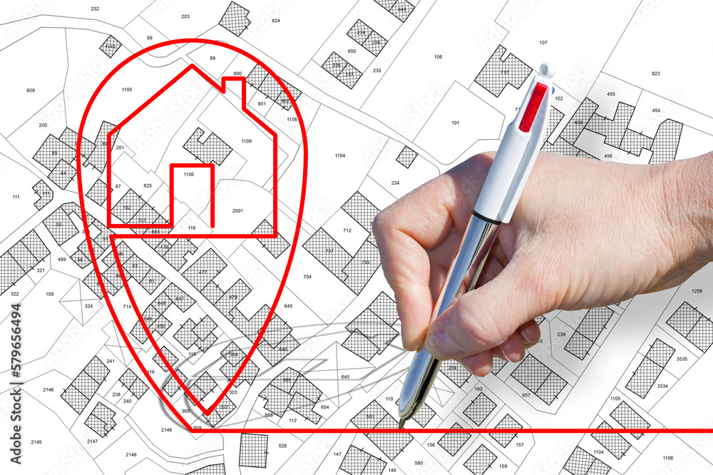 Construction of residential building - concept with hand drawing a home ...