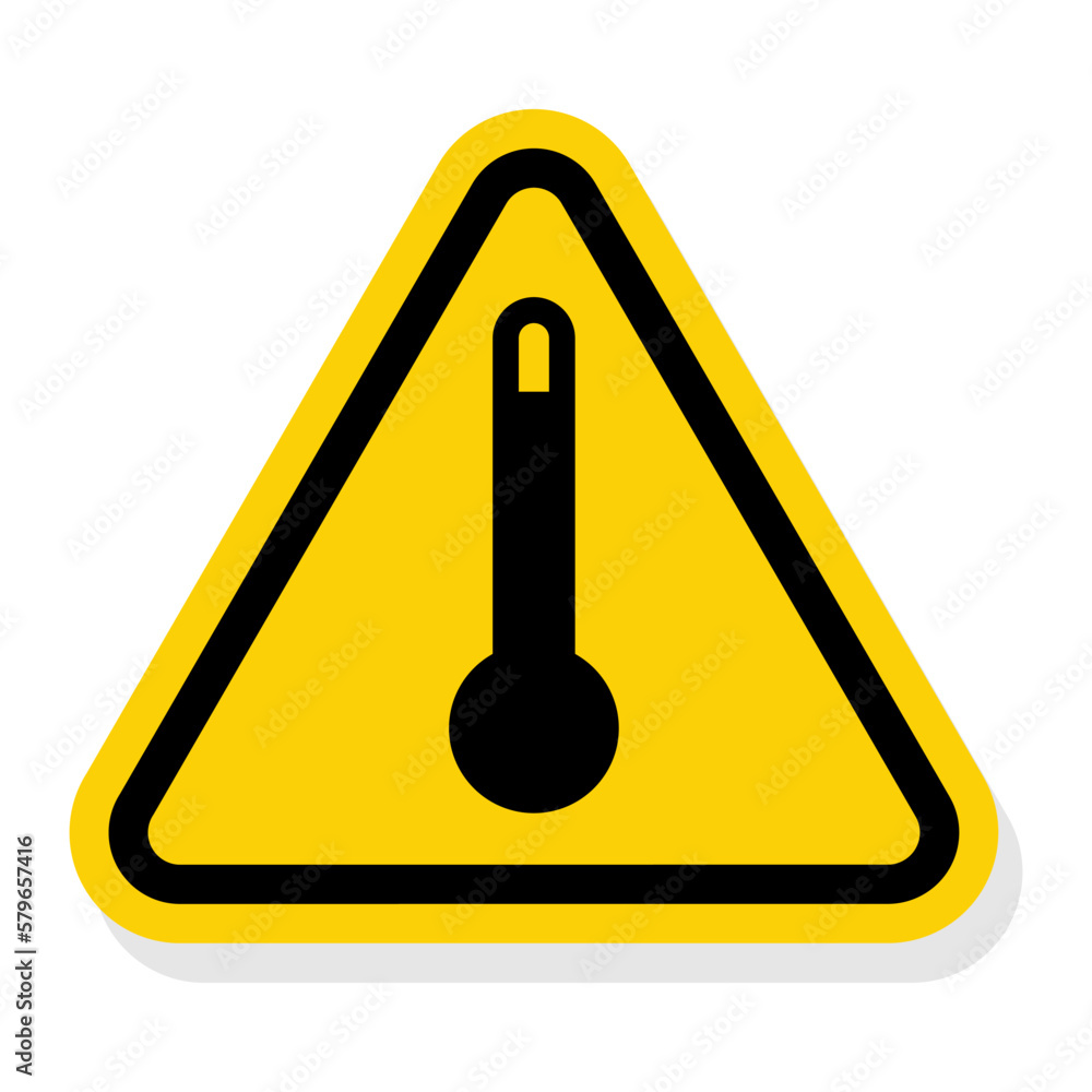 Vetor de ISO Triangle Warning Sign : high temperature yellow warning ...