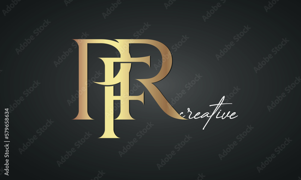 luxury letters PFR golden logo icon premium monogram, creative royal ...