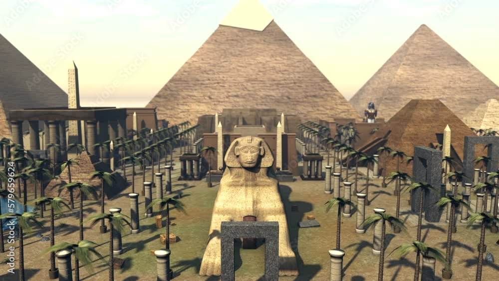 Ancient Architecture Gaming Concept, 3D Animation Of The Famous Sphinx ...