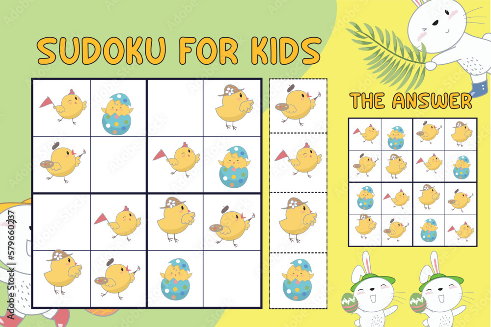 Printable Sudoku for kids. Sudoku Easy level for children. Educational ...