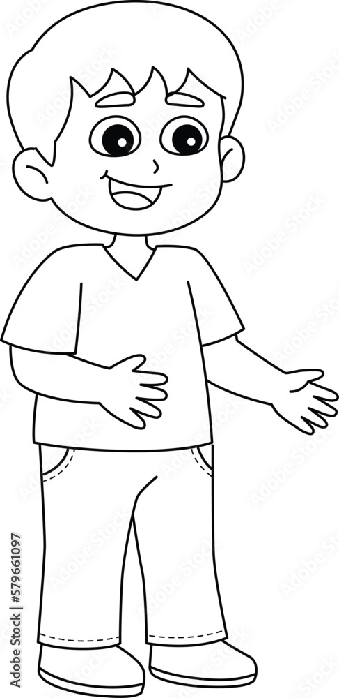 Happy Boy Isolated Coloring Page for Kids Stock Vector | Adobe Stock