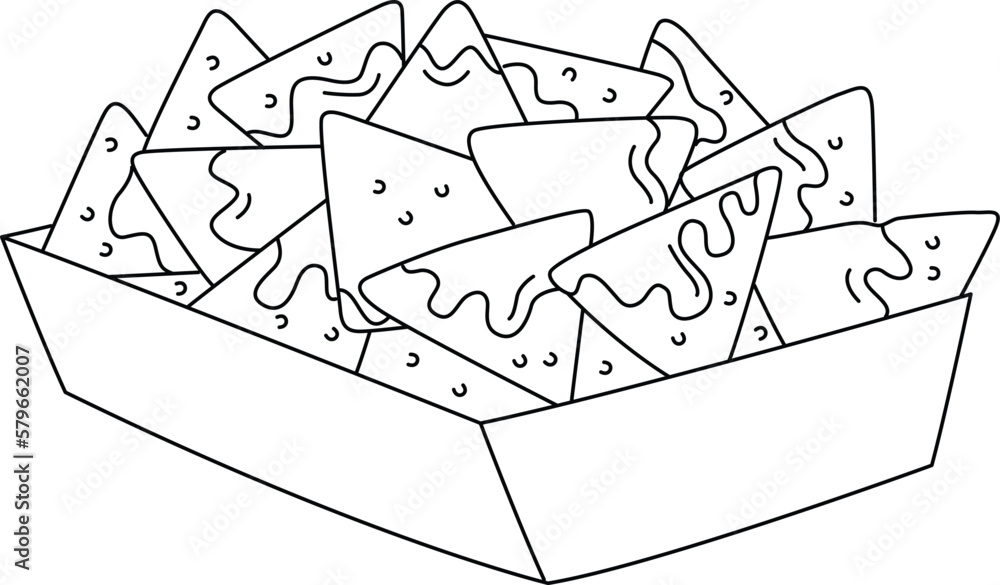 nachos Isolated Coloring Page for Kids Stock Vector | Adobe Stock