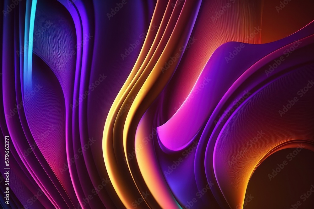 Abstract iridescent neon holographic twisted wave in motion. Vibrant ...