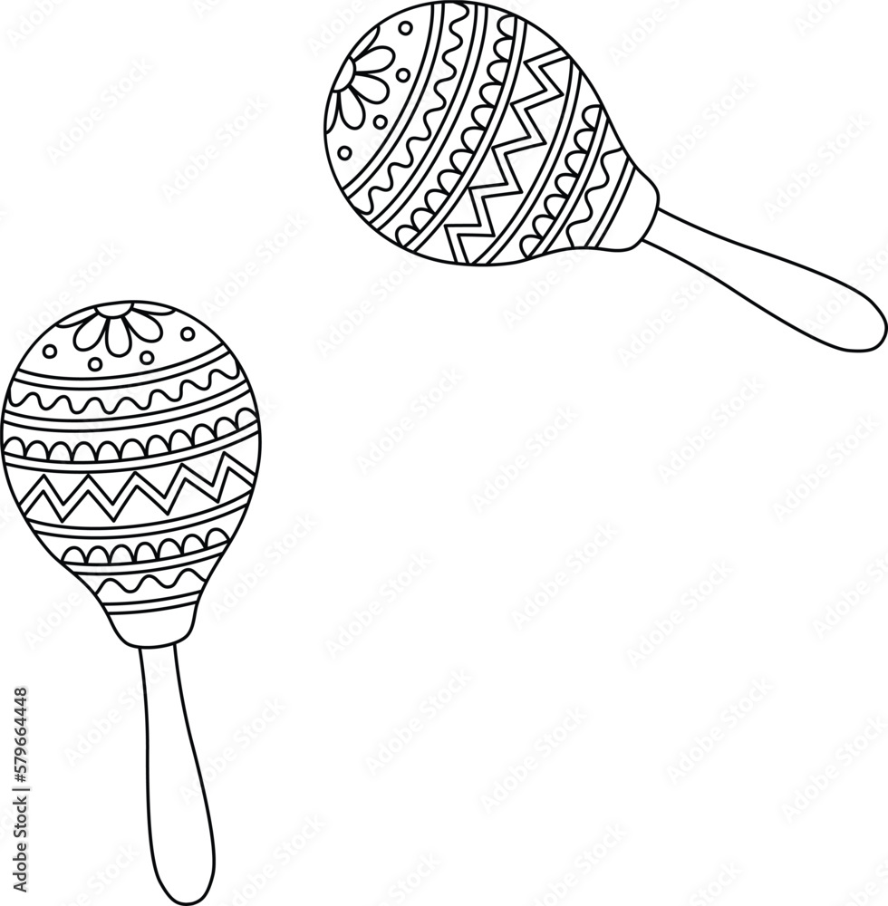 maracas Isolated Coloring Page for Kids Stock Vector | Adobe Stock